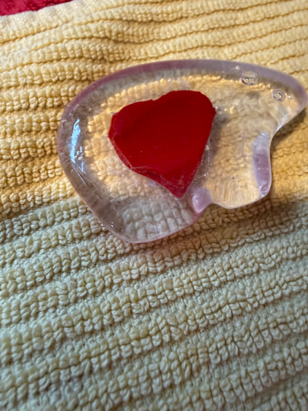 Pink Streaky with Clear Iridescent Piece Ornament #3 by Candice Treat ...