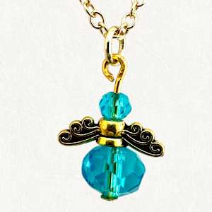 Birthstone Guardian Angel Necklace Gold Filled Chain Personalized ...
